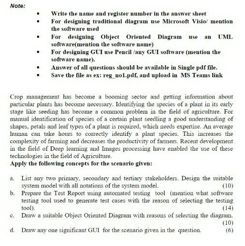 Solved Note: Write the name and register number in the | Chegg.com