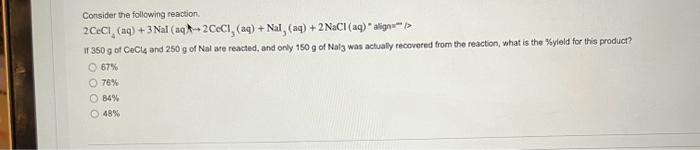 Solved Consider the following reaction. | Chegg.com