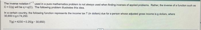Solved The inverse notation used in a pure mathematics | Chegg.com
