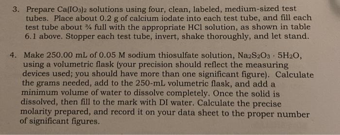 Solved 3. Prepare Ca(IO3)2 solutions using four, clean, | Chegg.com