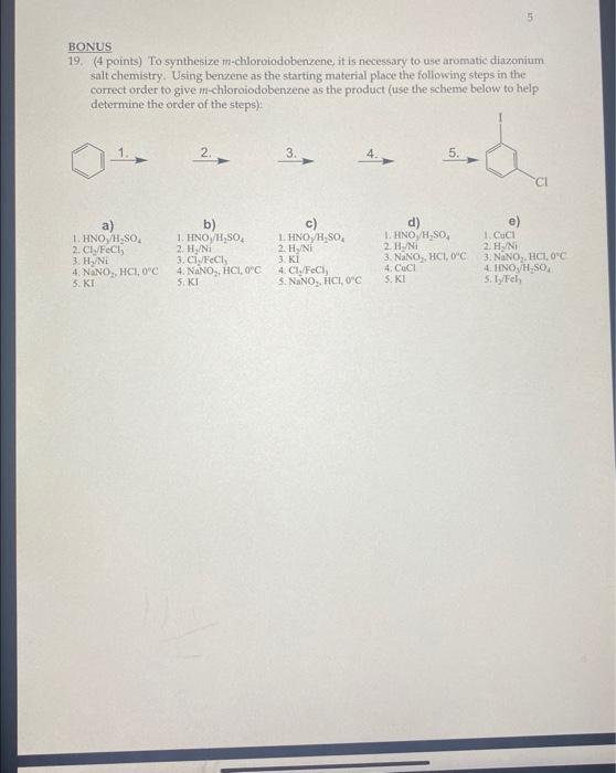 Solved BONUS 19. (4 points) To synthesize | Chegg.com