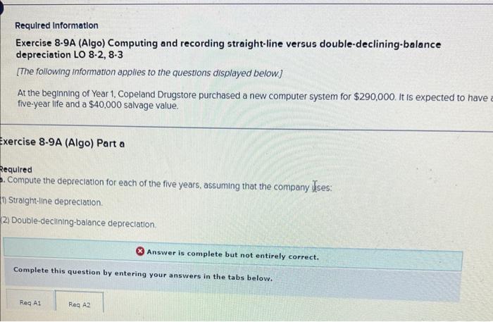 Solved Required Information Exercise 8-9A (Algo) Computing | Chegg.com