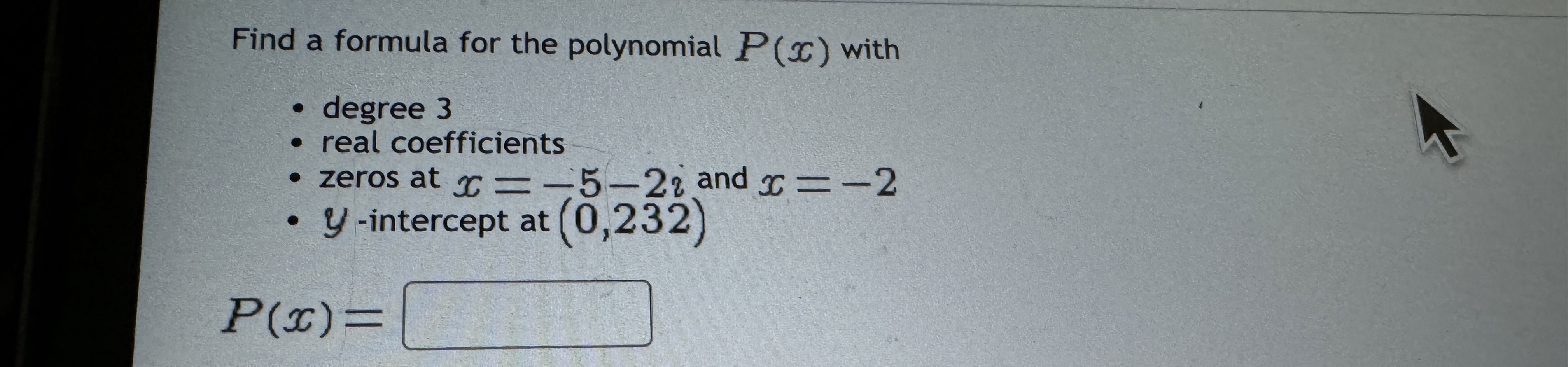 Solved Find a formula for the polynomial P(x) ﻿withdegree | Chegg.com