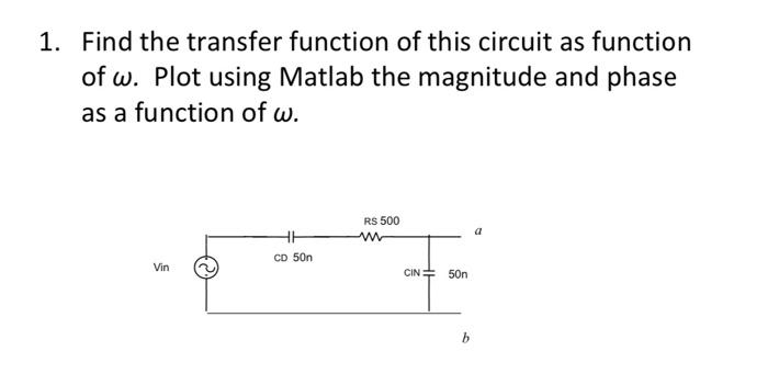 1. Find the transfer function of this circuit as | Chegg.com