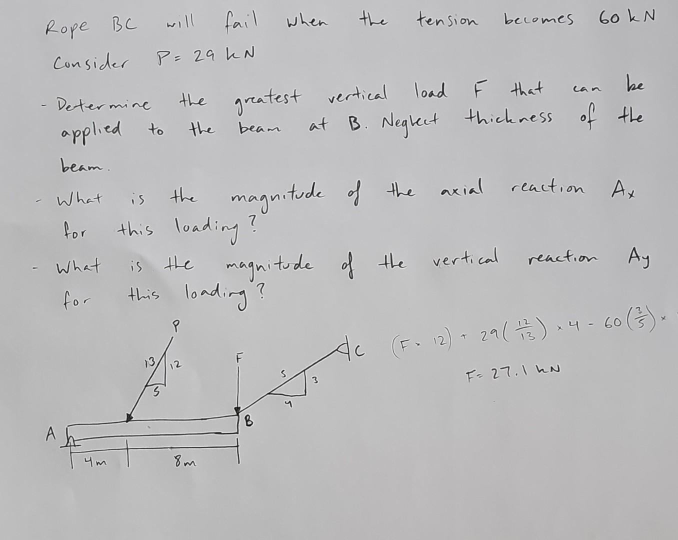 Solved Rope BC will fail when the tension becomes 60kN | Chegg.com