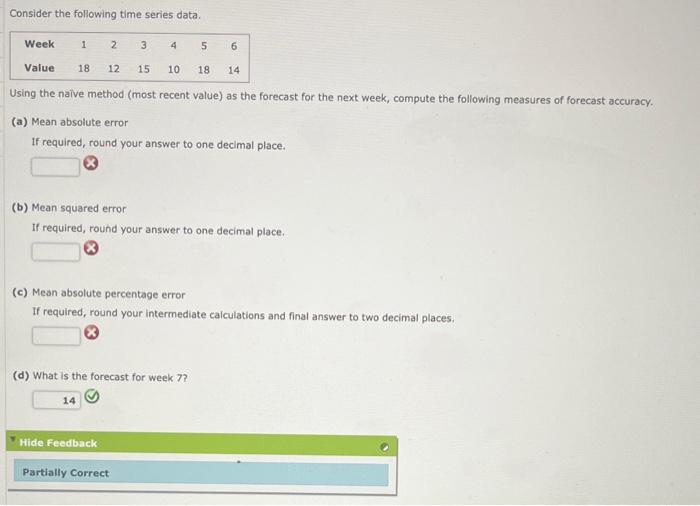 Solved Consider the following time series data. Using the | Chegg.com