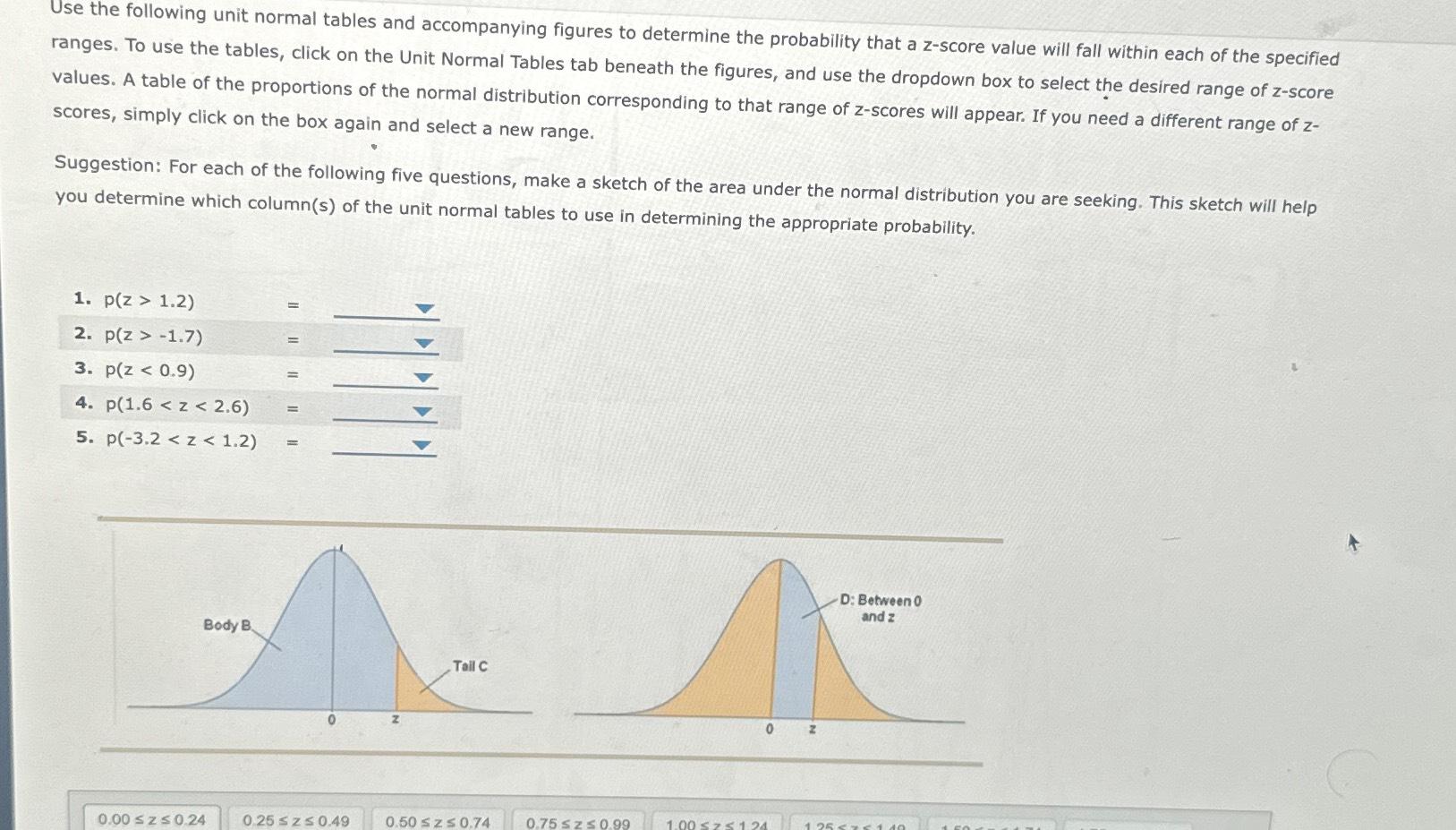 Solved Use the following unit normal tables and accompanying | Chegg.com