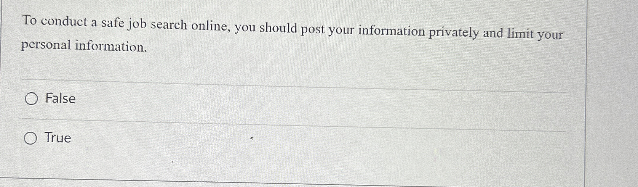 Solved To conduct a safe job search online, you should post | Chegg.com
