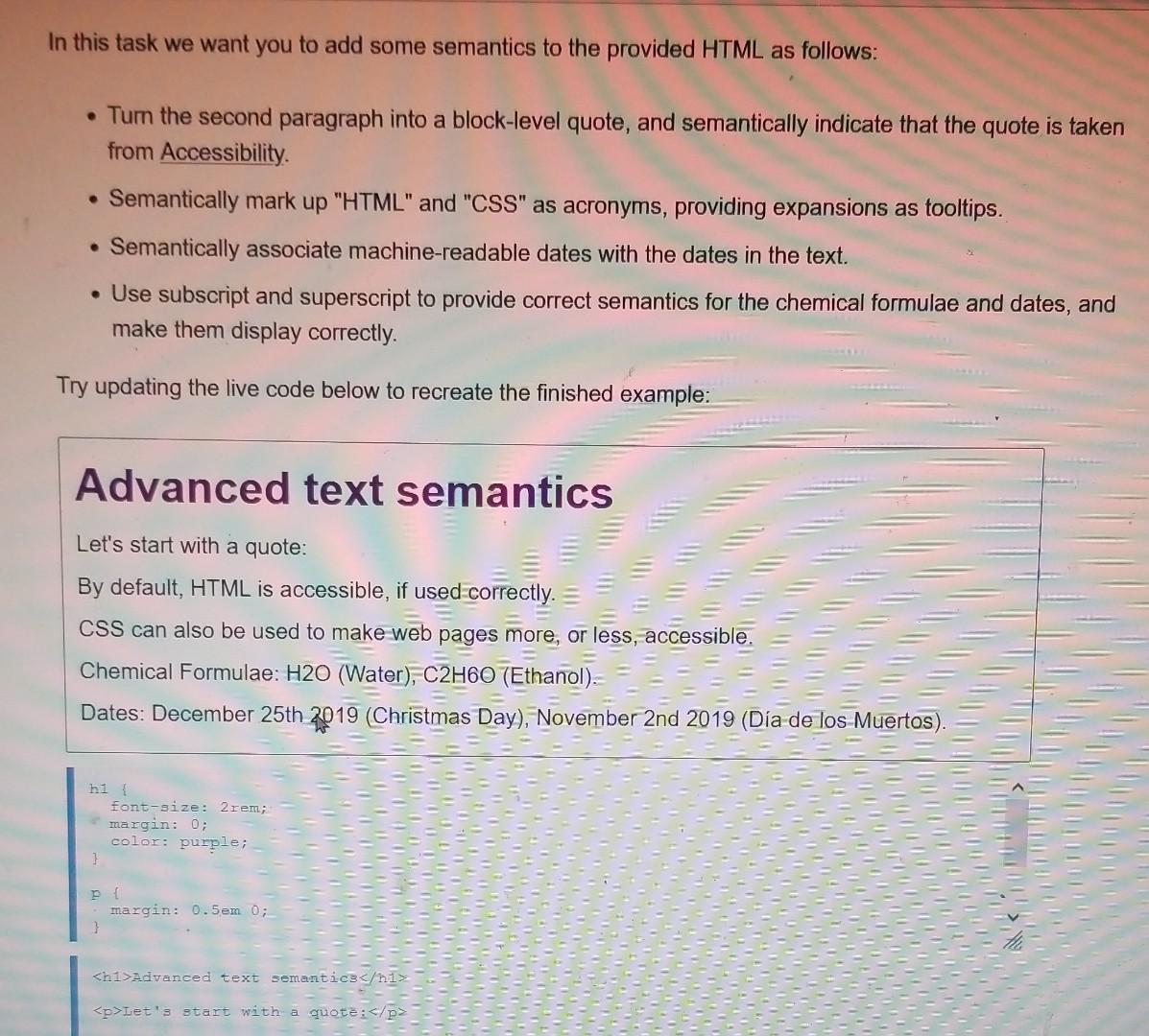 Solved In this task we want you to add some semantics to the | Chegg.com