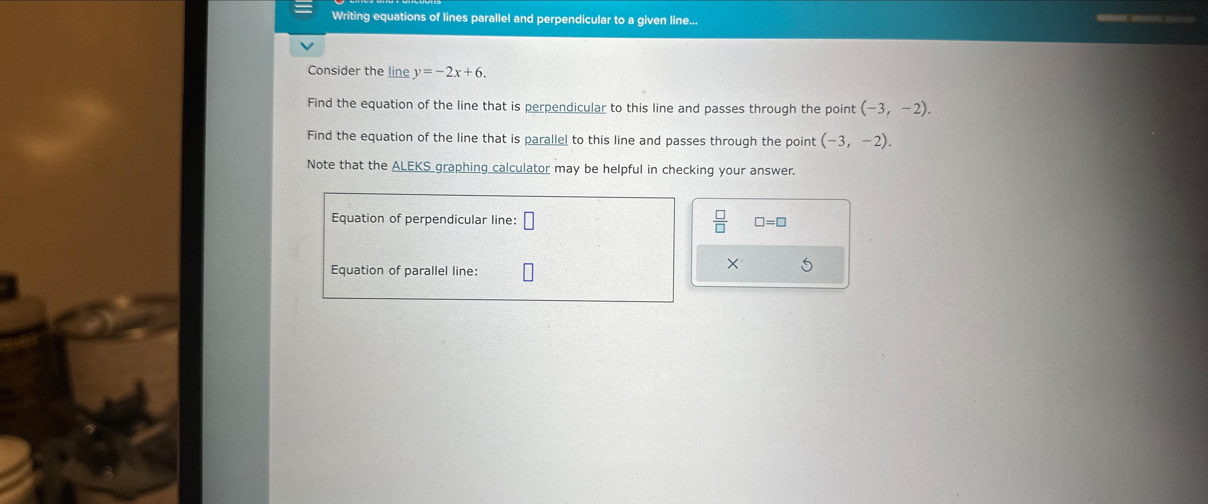 Solved Writing equations of lines parallel and perpendicular | Chegg.com