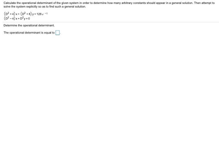 Solved Calculate the operational determinant of the given | Chegg.com