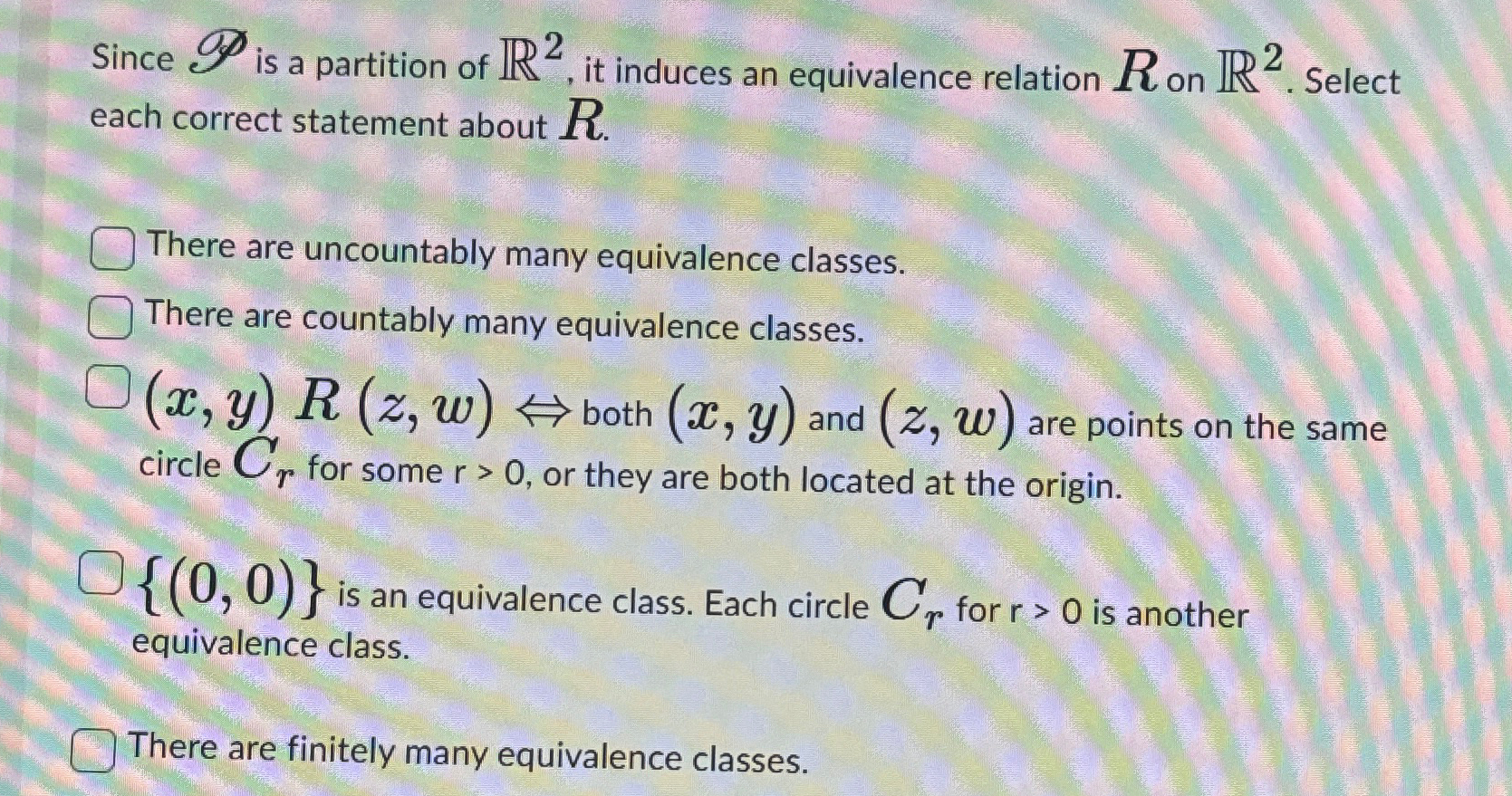 Solved Since P ﻿is a partition of R2, ﻿it induces an | Chegg.com