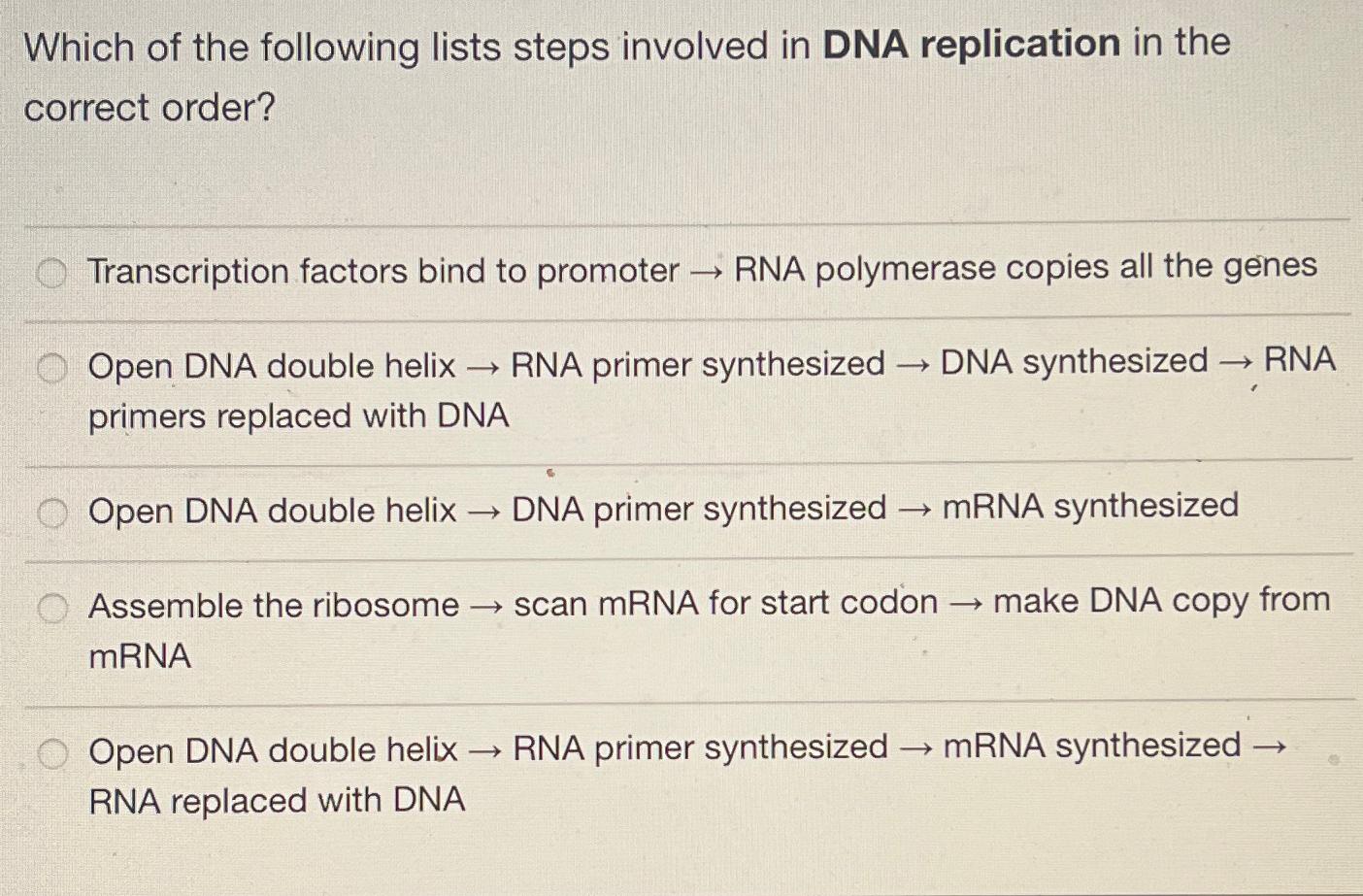 Solved Which of the following lists steps involved in DNA | Chegg.com