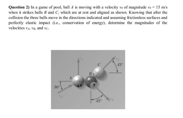 Solved In a game of pool, ball A is moving with a velocity | Chegg.com