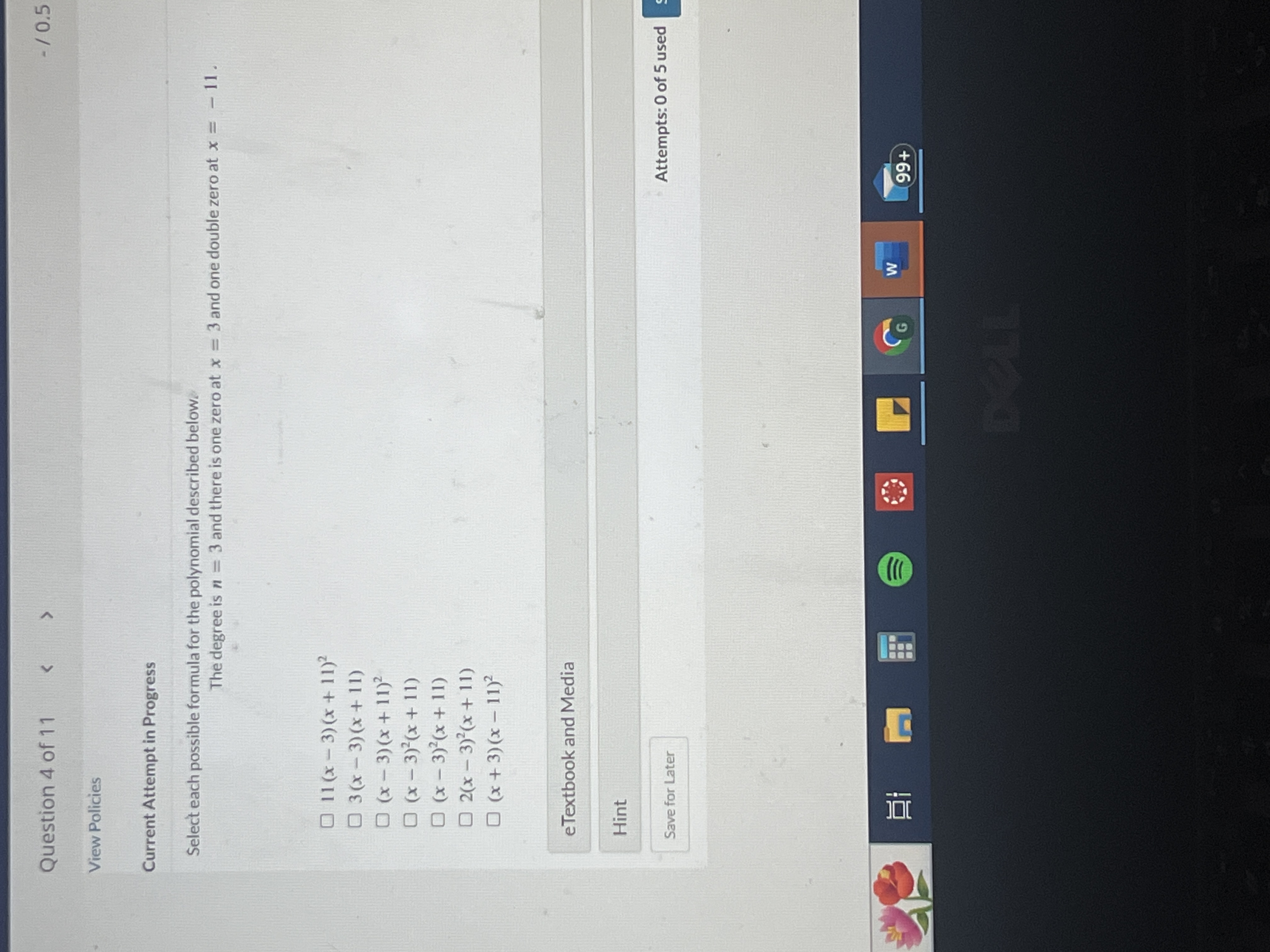 Solved Current Attempt in ProgressSelect each possible | Chegg.com