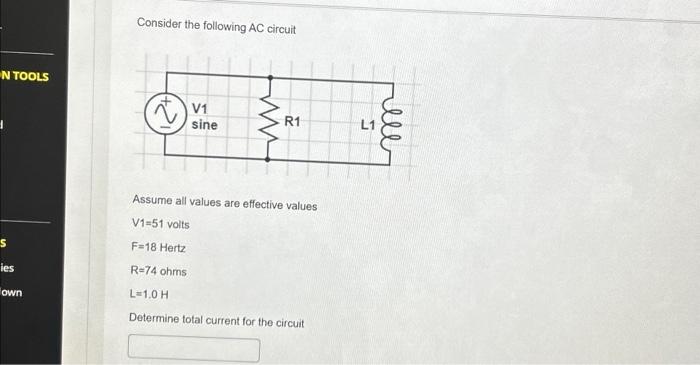 Solved Consider the following AC circuit Assume all values | Chegg.com