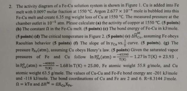 Solved M 2. The activity diagram of a Fe-Cu solution system | Chegg.com