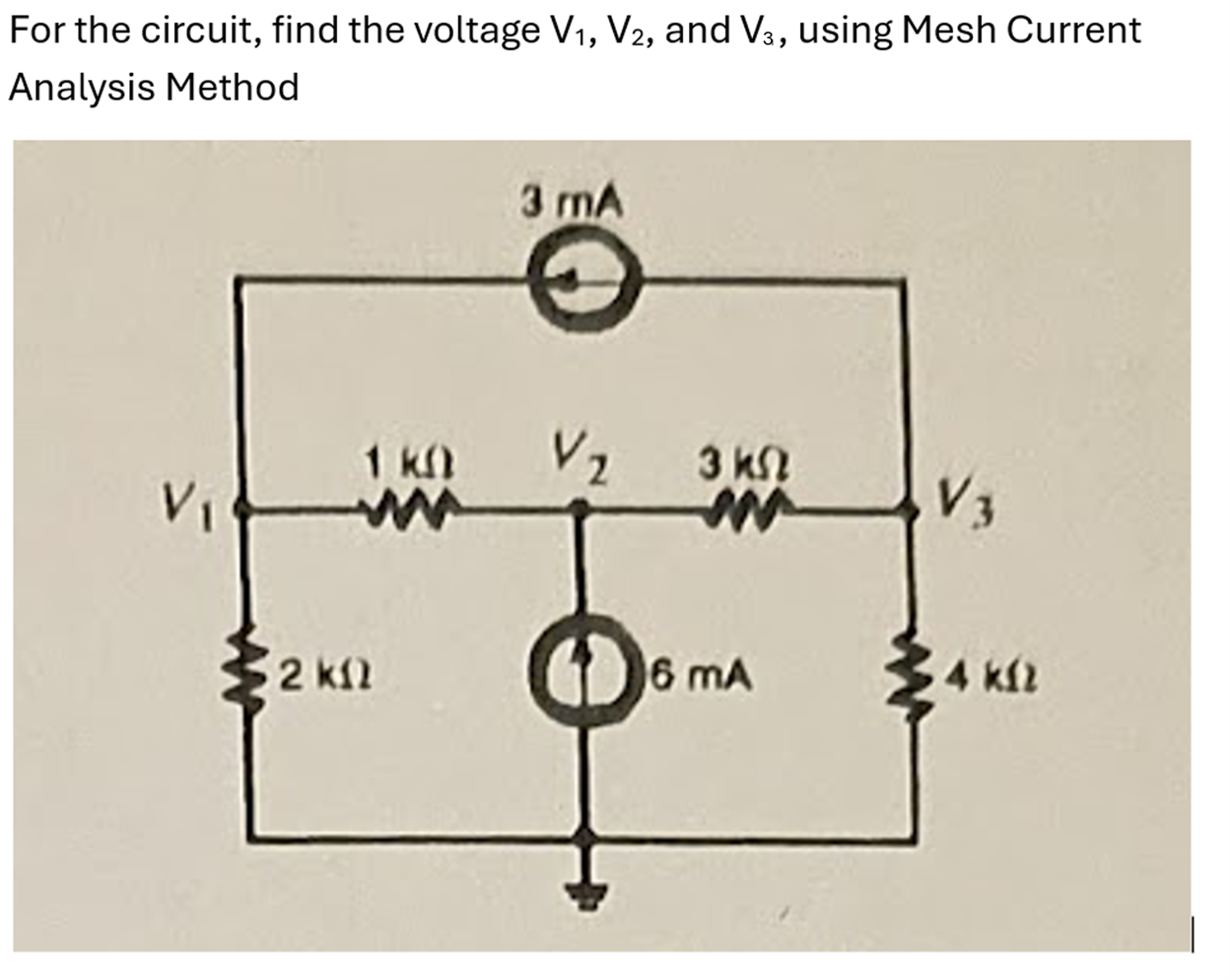 Solved For the circuit, find the voltage V1,V2, ﻿and V3, | Chegg.com