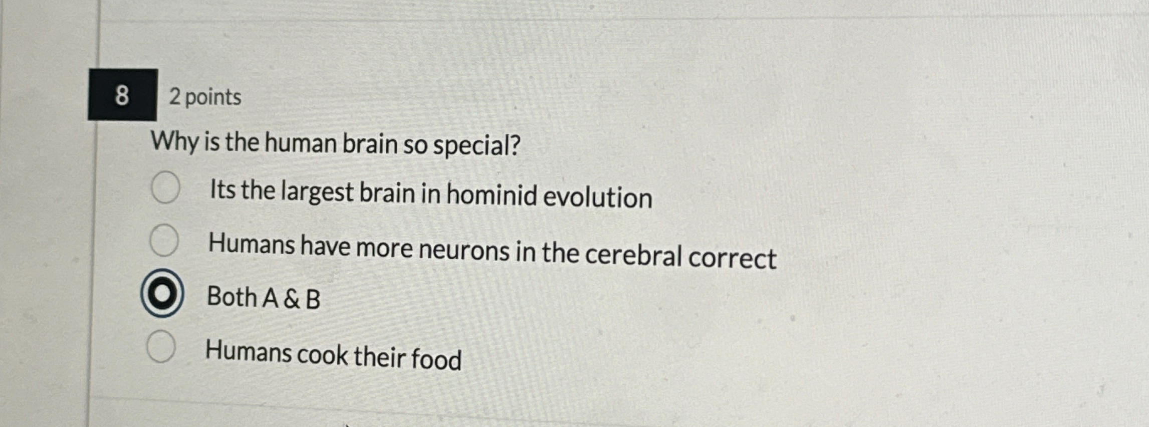 Solved 82 ﻿pointsWhy is the human brain so special?Its the | Chegg.com