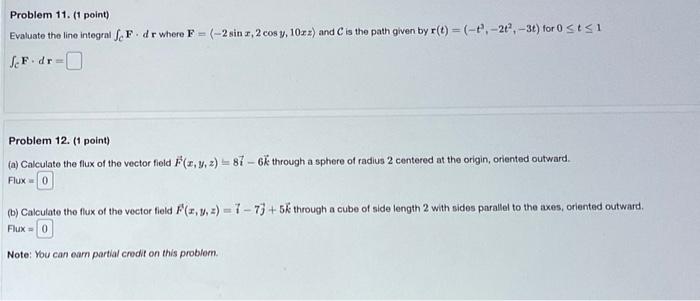 Solved Problem 11. (1 point) Evaluate the line integral | Chegg.com