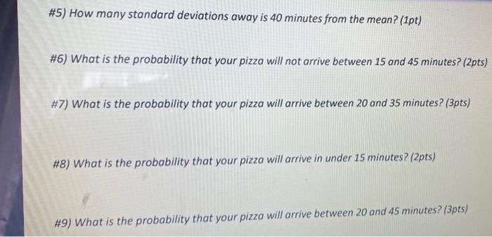 Solved Below is the normal distribution of Pizza Delivery | Chegg.com