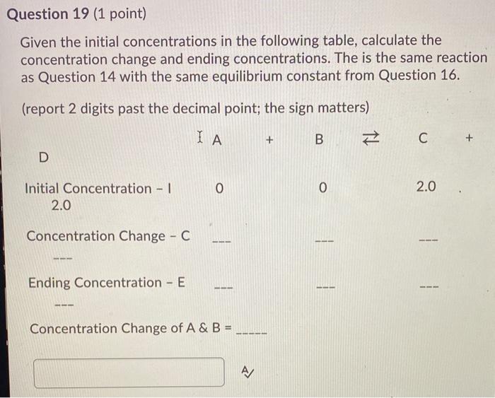 Question 19 (1 point) Given the initial | Chegg.com
