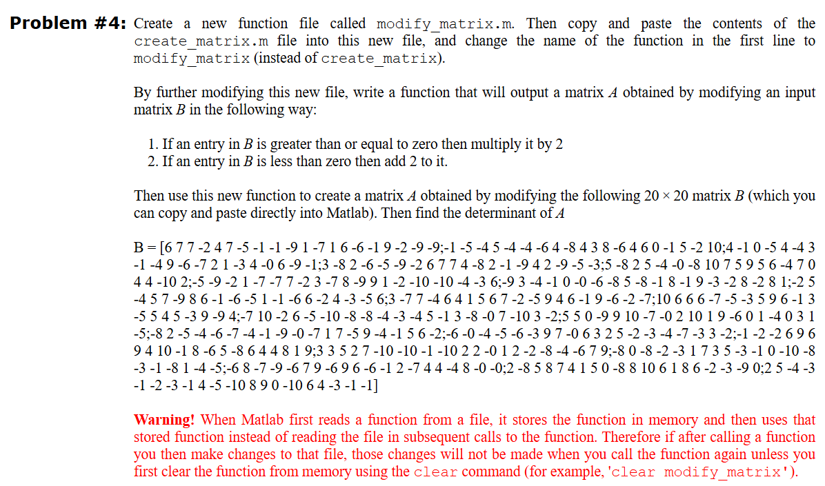 Solved Problem #4: Create a new function file called | Chegg.com