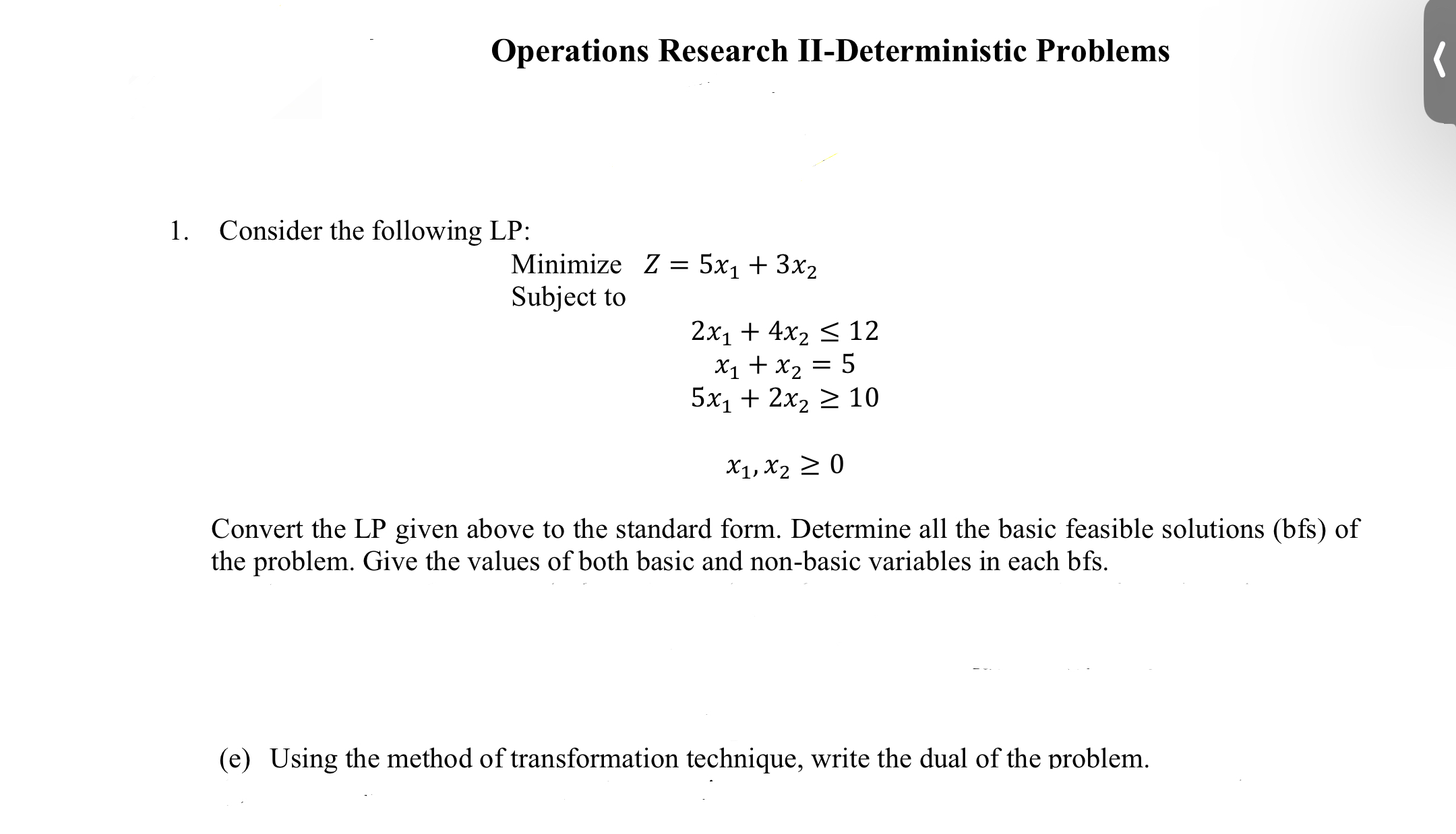 Solved by an EXPERT Operations Research II-Deterministic ProblemsConsider | Chegg.com