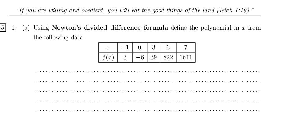Solved 1. (a) Using Newton's divided difference formula | Chegg.com