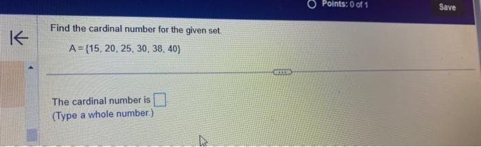 Solved Find the cardinal number for the set. B={x∣x∈N and | Chegg.com