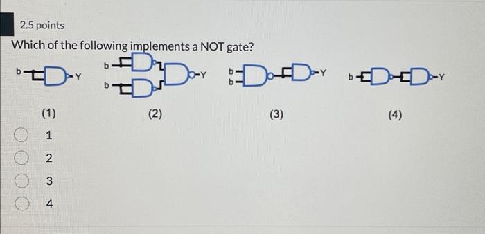 Solved Which of the following implements a NOT gate? (1) (2) | Chegg.com