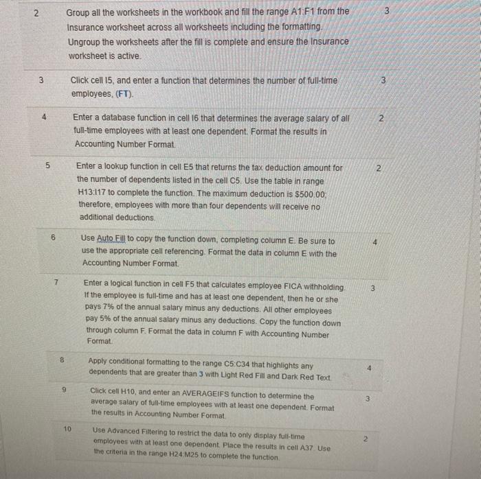 Solved 2 Group all the worksheets in the workbook and fill | Chegg.com