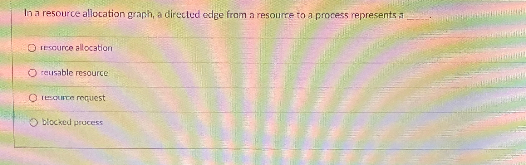 Solved In a resource allocation graph, a directed edge from | Chegg.com