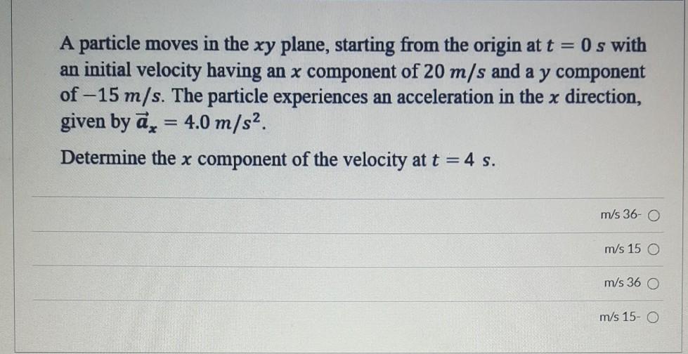 Solved A particle moves in the xy plane, starting from the | Chegg.com