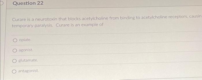 Curare is a neurotoxin that blocks acetylcholine from | Chegg.com