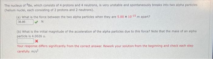 Solved he nucleus of "Be, which consists of 4 protons and 4 | Chegg.com