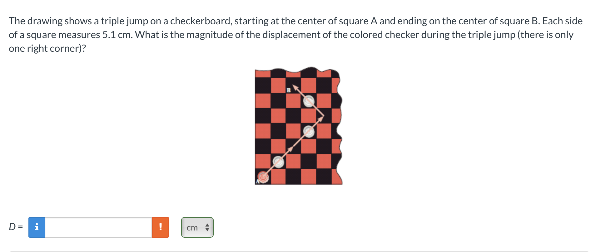 Solved The drawing shows a triple jump on a checkerboard, | Chegg.com