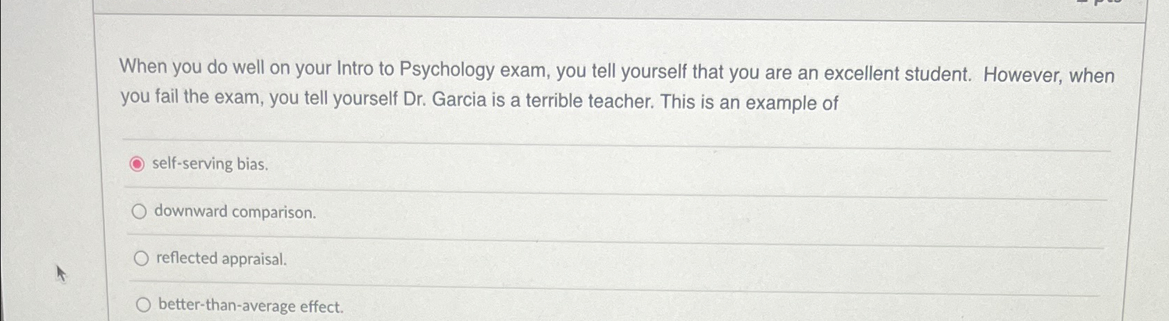 Solved When you do well on your Intro to Psychology exam, | Chegg.com