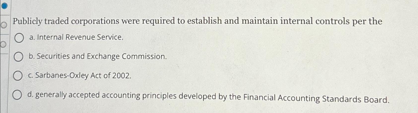 Solved Publicly traded corporations were required to | Chegg.com