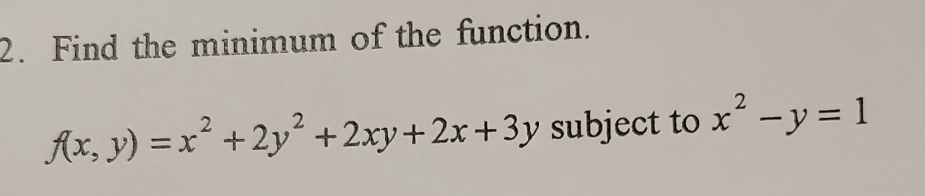Solved Find the minimum of the function. | Chegg.com
