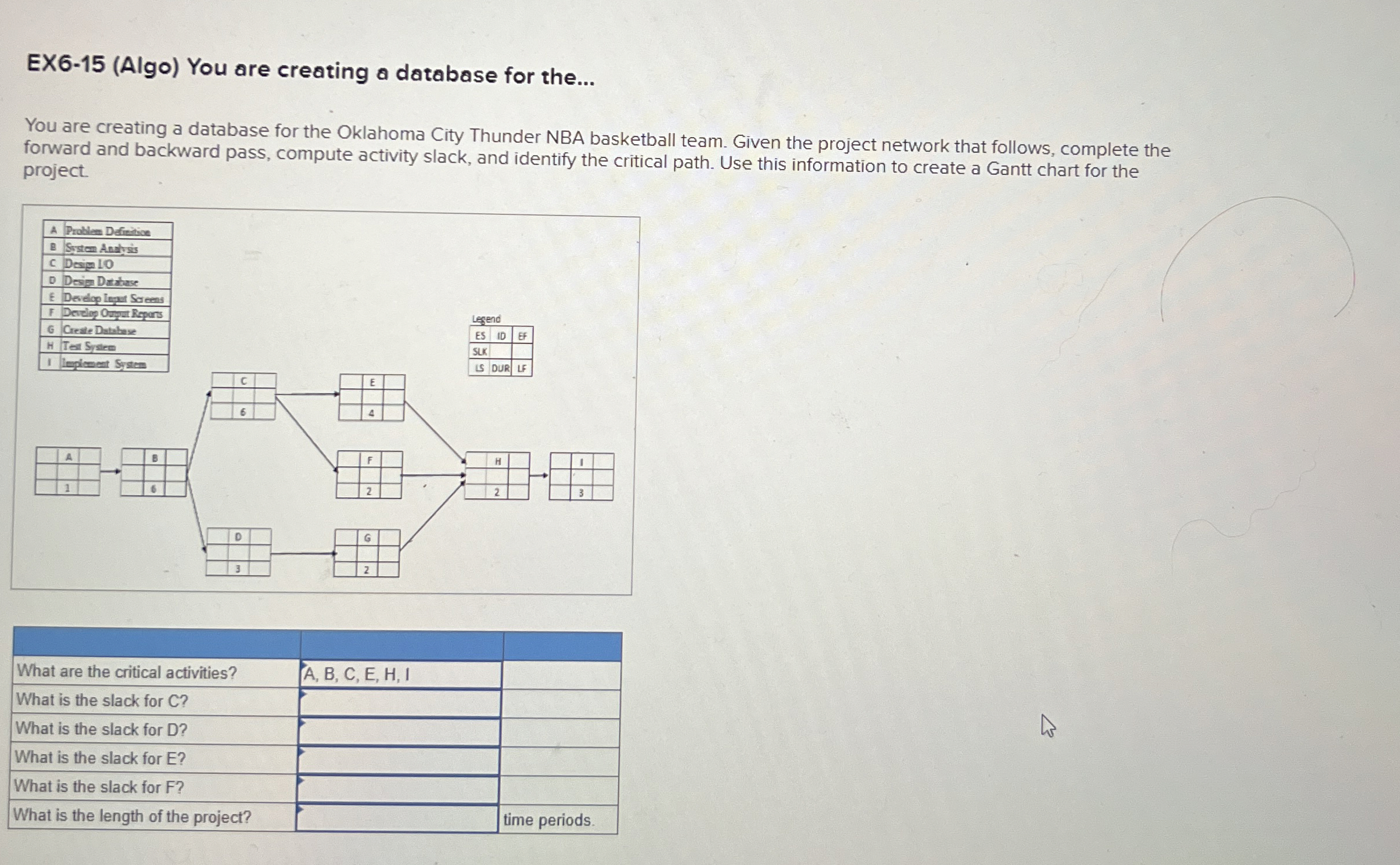 Solved EX6-15 (Algo) ﻿You are creating a database for | Chegg.com