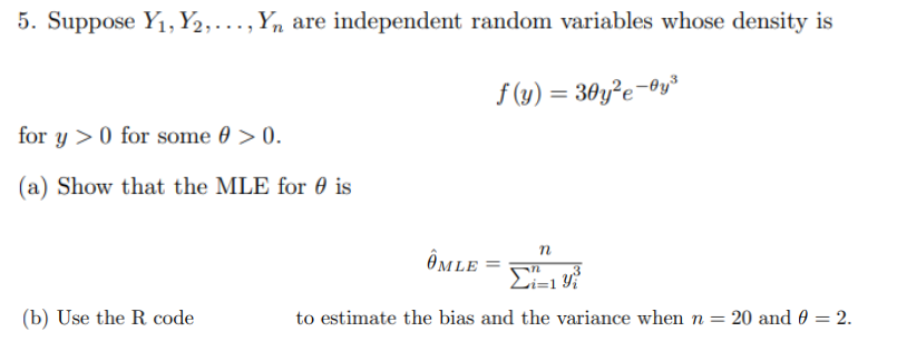 Suppose Y1,Y2,dots,Yn ﻿are independent random | Chegg.com