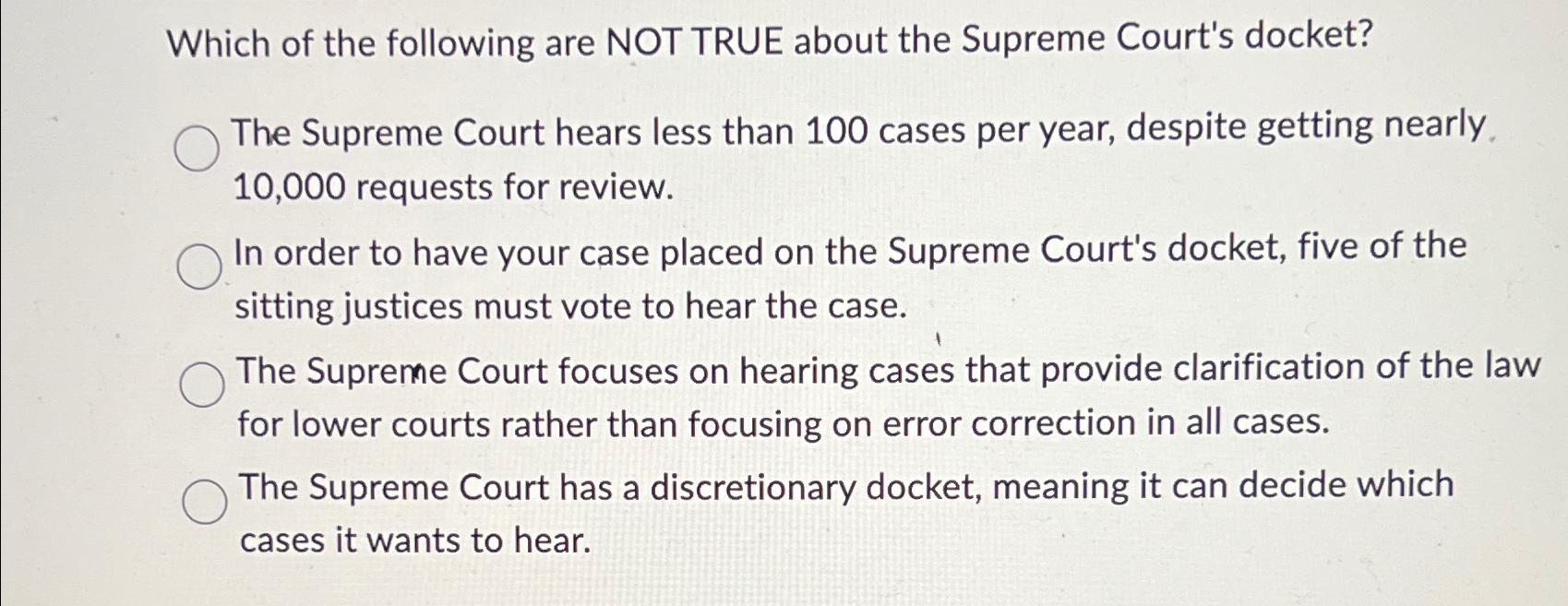 Solved Which of the following are NOT TRUE about the Supreme | Chegg.com