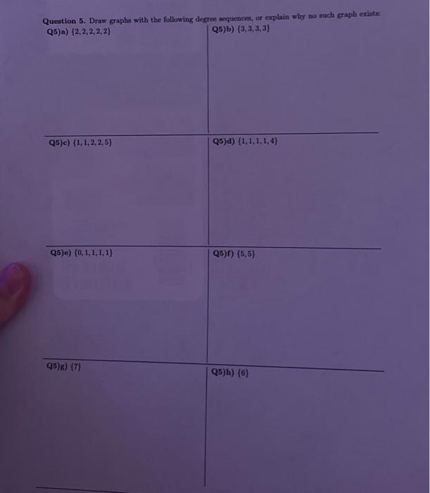 Solved Question 5. Draw graphs with the following degree | Chegg.com