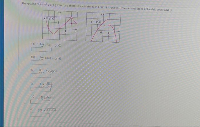 Solved The graphs of fand g are given, Use them to evaluate | Chegg.com