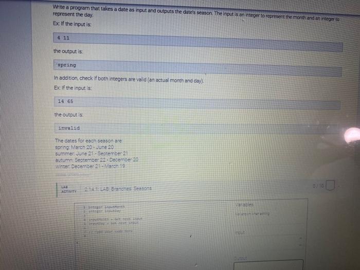 Solved Write A Program That Takes A Date As Input And