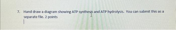Solved 7. Hand draw a diagram showing ATP synthesjs and ATP | Chegg.com