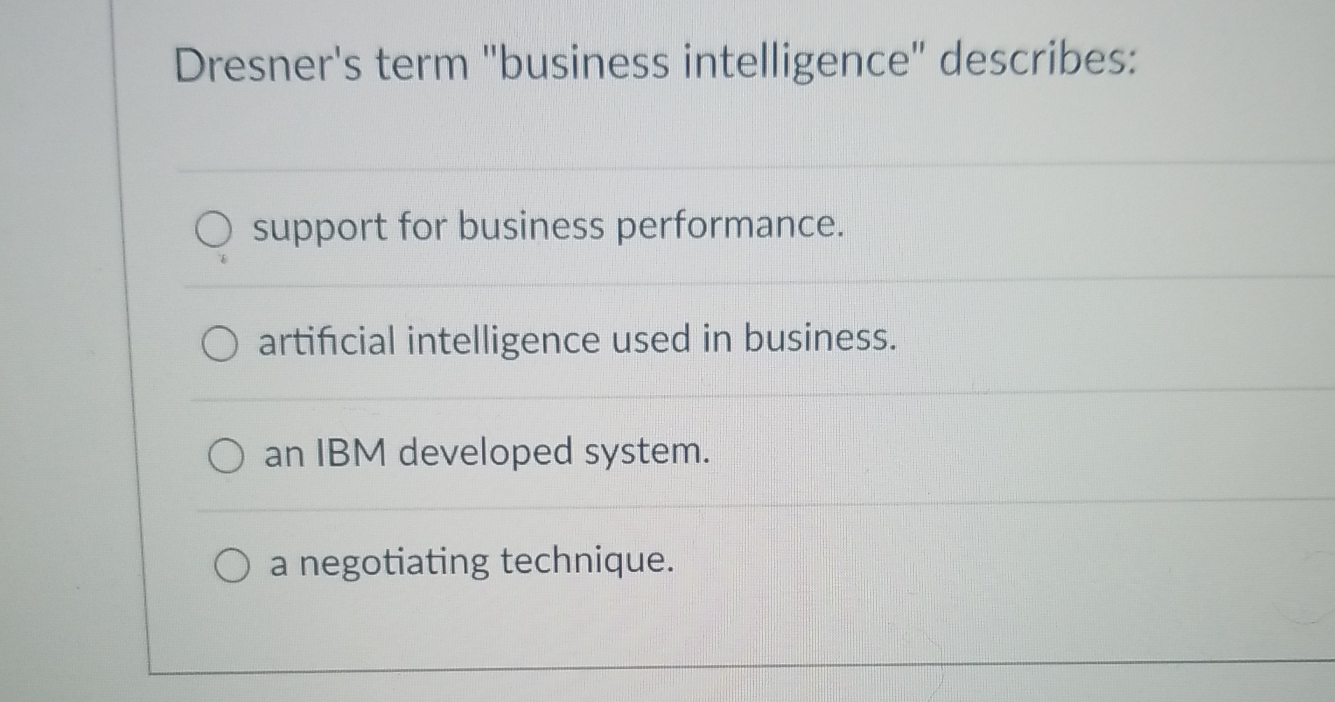 Solved Dresner's term "business intelligence" | Chegg.com