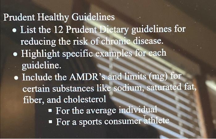 Solved Prudent Healthy Guidelines • List the 12 Prudent | Chegg.com