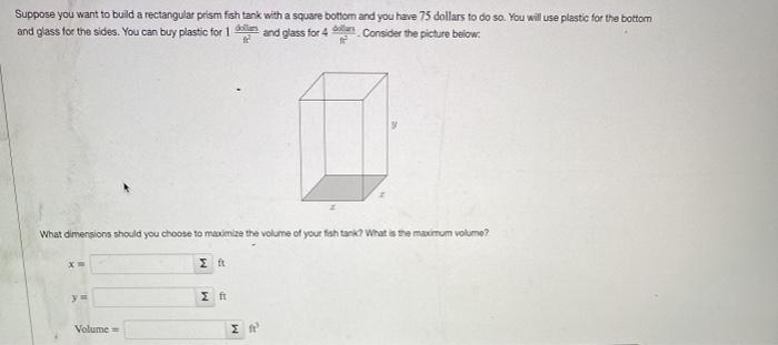 Solved Suppose you want to build a rectangular prism fish | Chegg.com